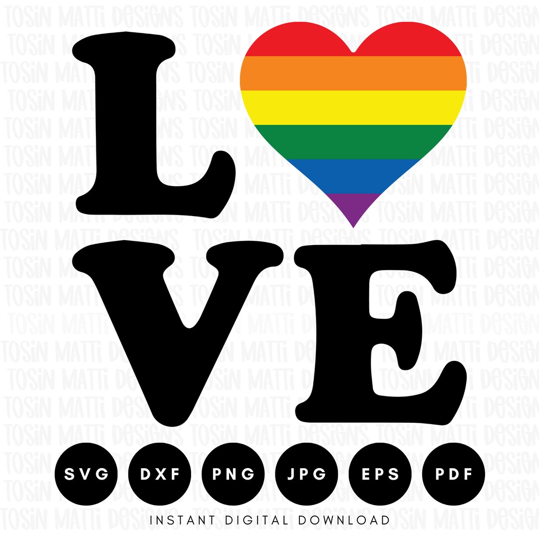 Stacked Love Pride Svg Rainbow Heart Svg Lgbtq Svg Queer Pride Svg