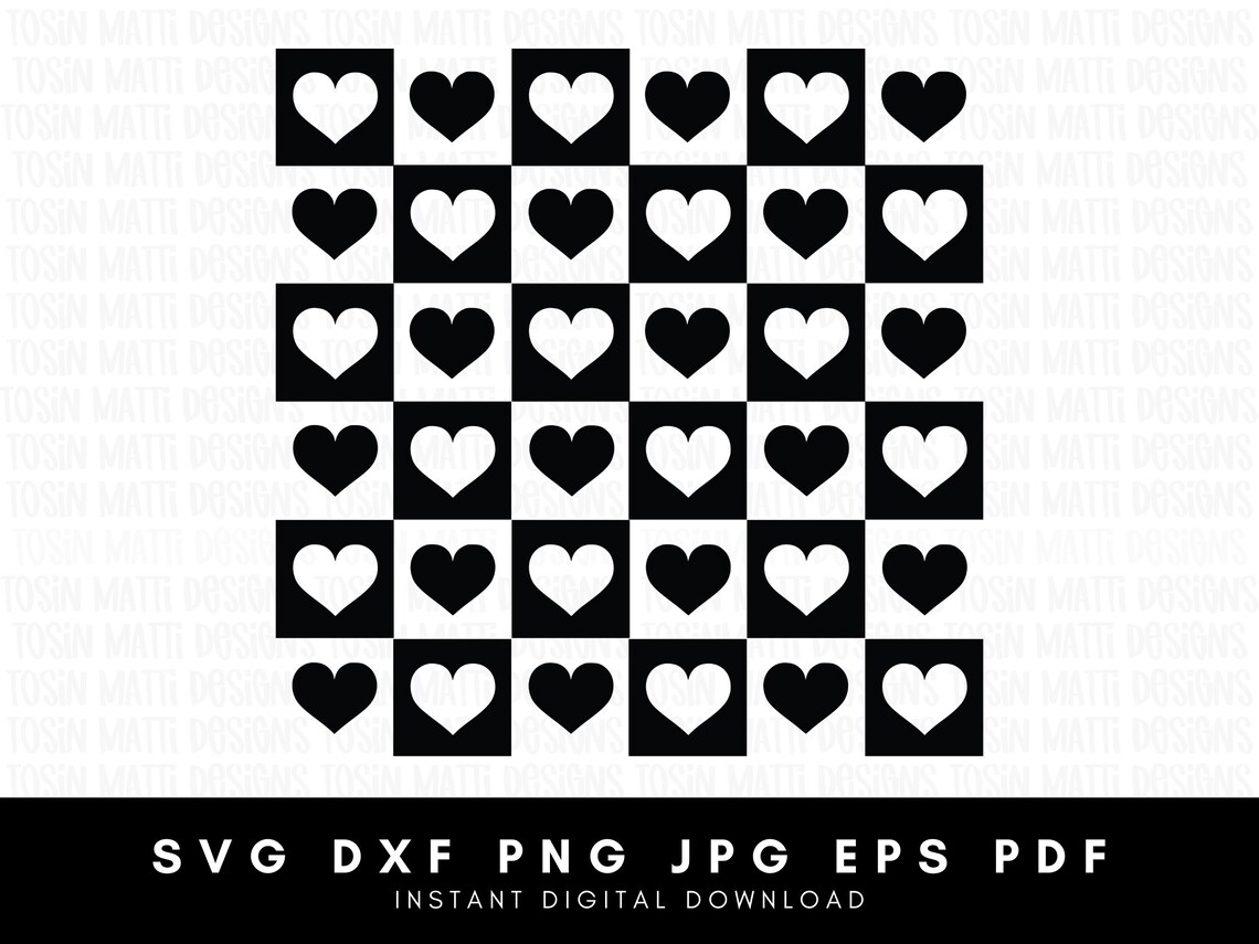 Checkered Heart Seamless Pattern Svg Checkered Background - Etsy