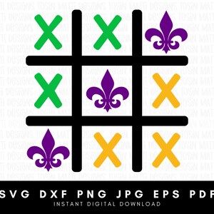 Mardi Gras Tic Tac Toe SVG Tic Tac Toe Cut Files Happy - Etsy
