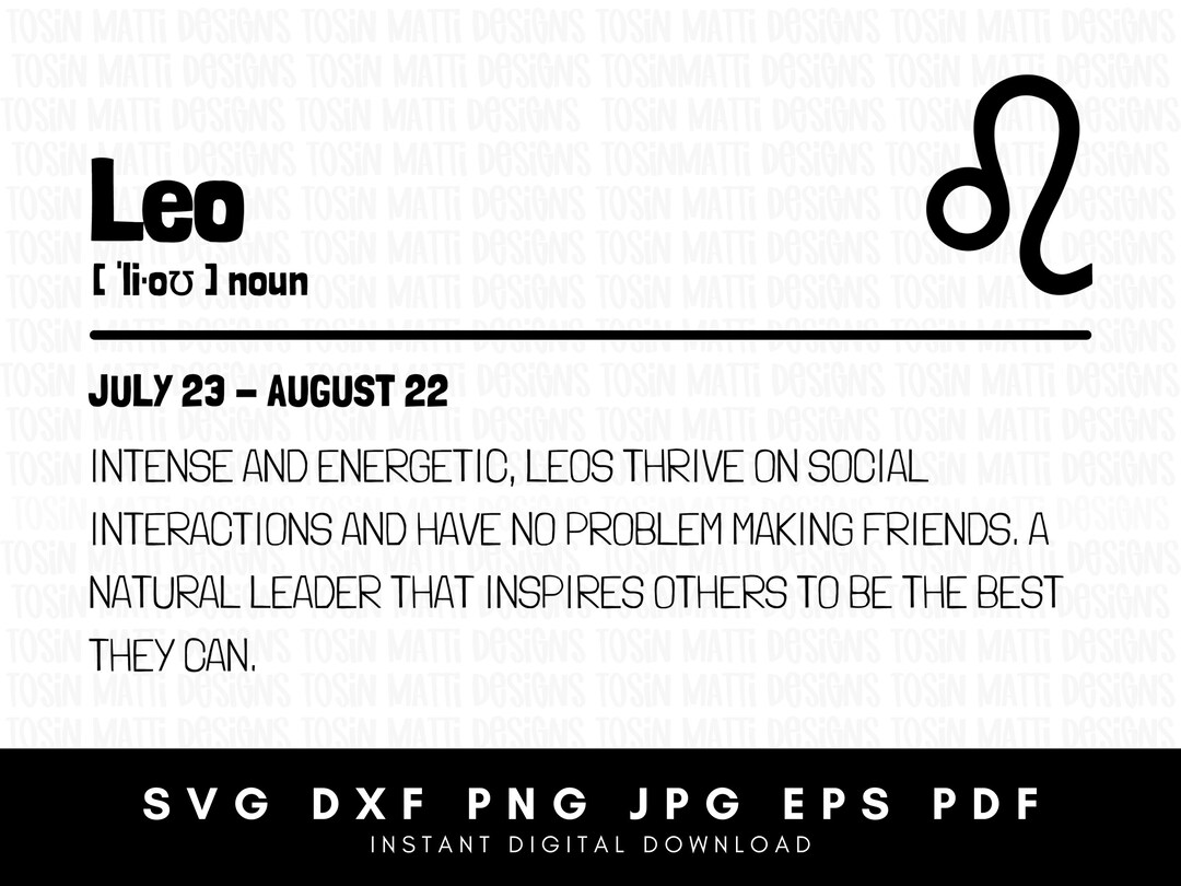 Leo Definition SVG Zodiac Sign Svg Star Sign Svg - Etsy