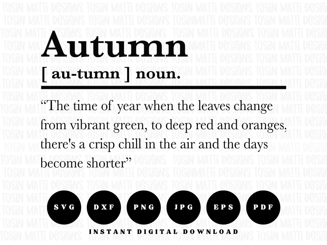 Autumn Definition Svg, Fall Dictionary Print, Minimal Seasonal Wall Art ...