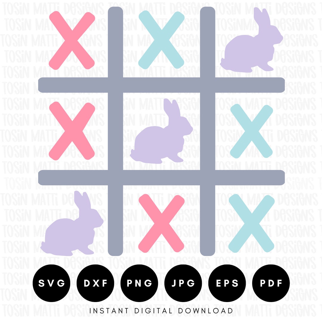 Easter Bunny Tic Tac Toe Svg, Tic Tac Toe Cut Files, Easter Svg, Rabbit ...