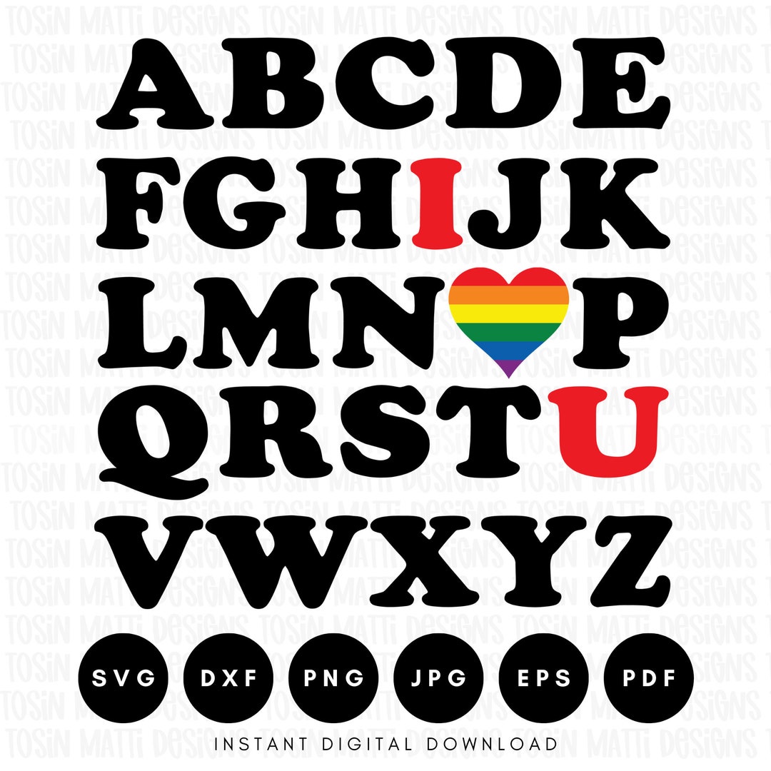 Pride Alphabet Svg, Rainbow Heart Cut File, LGBTQ Love Svg, Queer Pride ...
