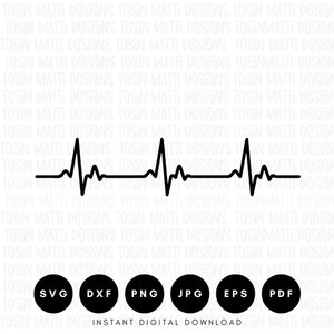 Heartbeat Line Svg, ECG EKG Cut File, Healthcare Svg, Nurse Svg, Heart ...