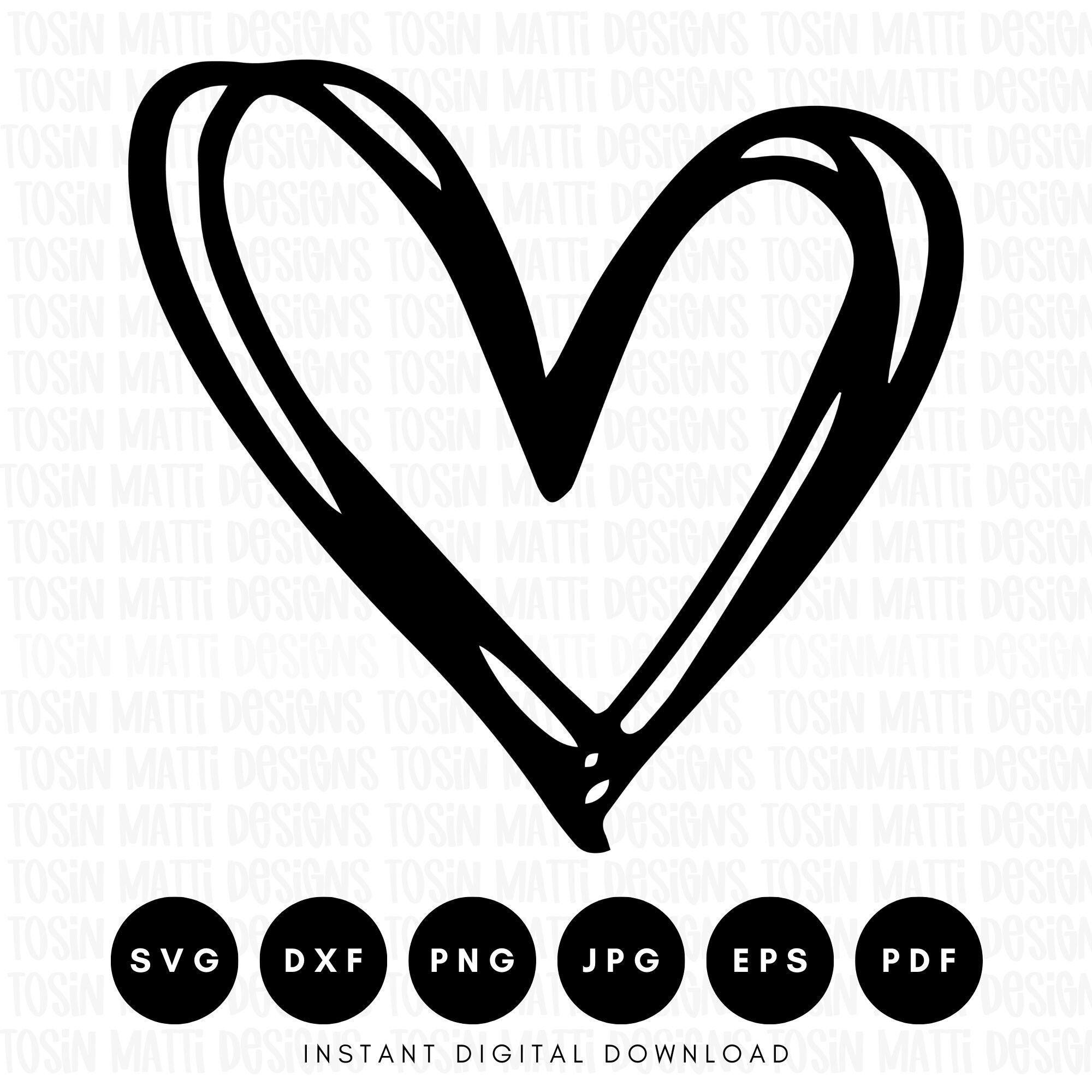 Hand Drawn Heart Svg, Hand Lettered Heart, Heart Symbol Svg, Love Svg, Valentine Svg, Commercial ...