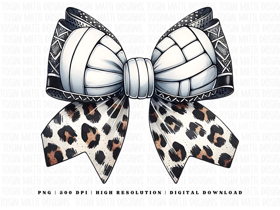 Volleyball Coquette Bow PNG, Trendy Sports Bow Design for Game Day ...