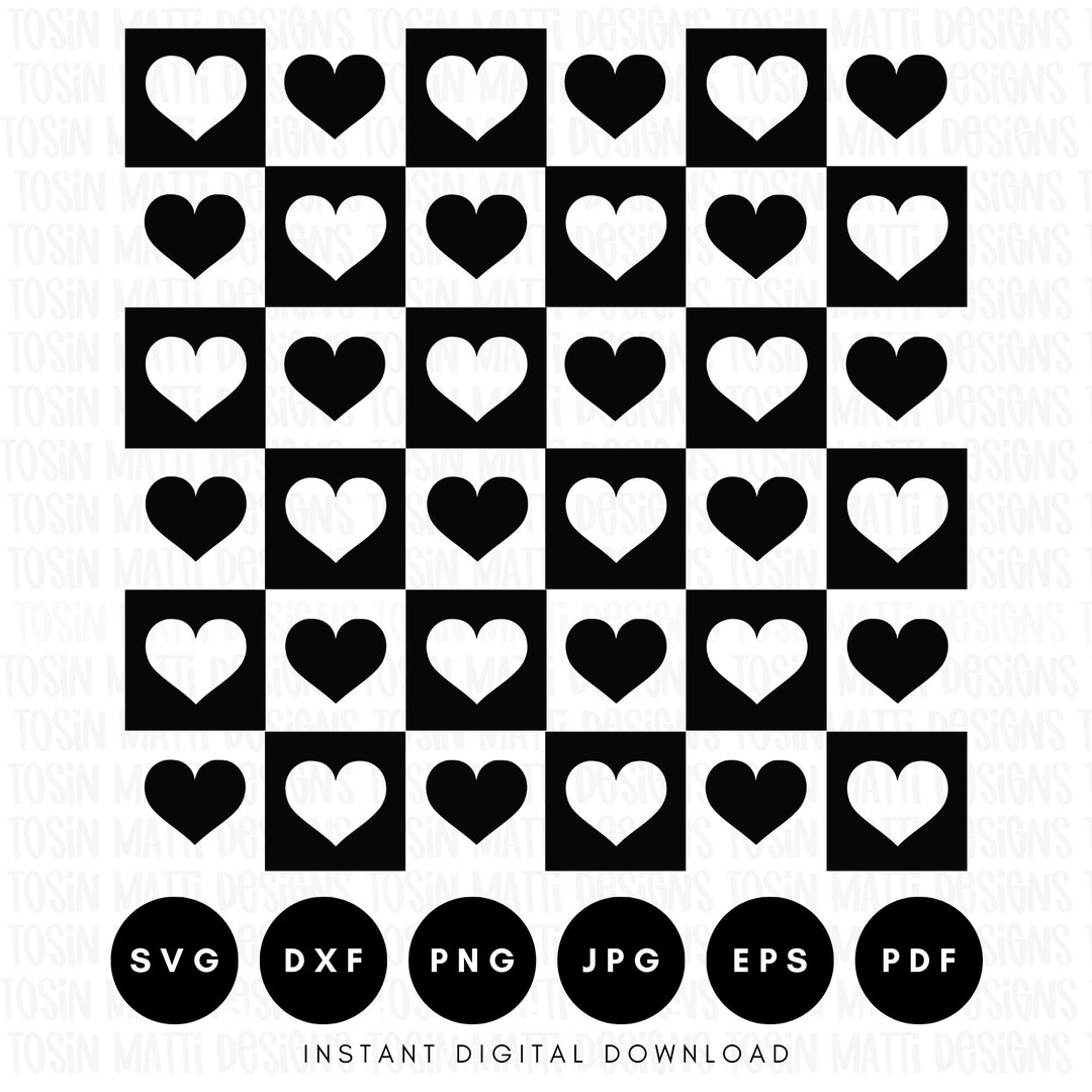 Checkered Heart Seamless Pattern Svg, Checkered Background Svg ...