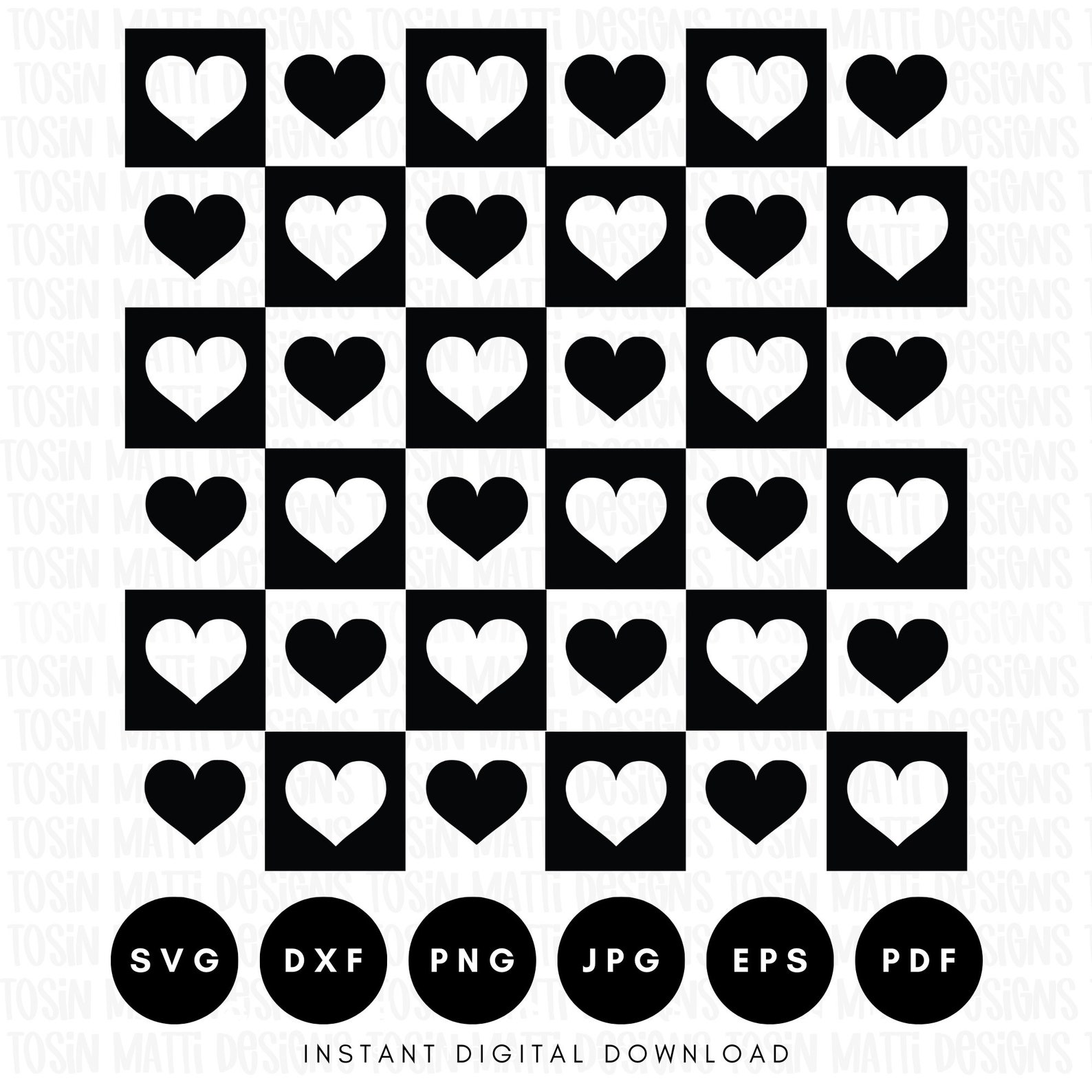 Checkered Heart Seamless Pattern Svg, Checkered Background Svg ...