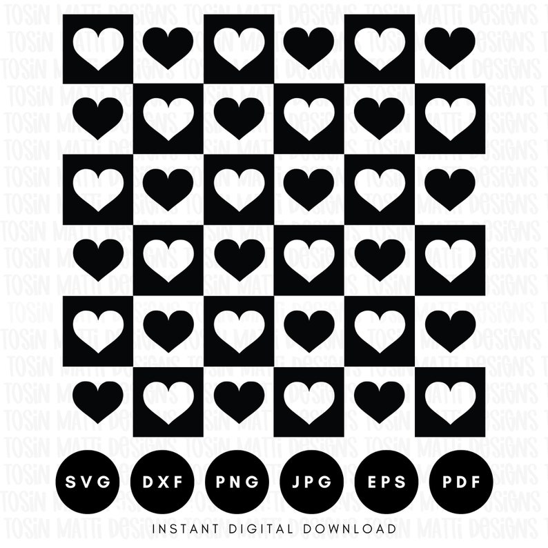 Checkered Heart Seamless Pattern Svg, Checkered Background Svg ...