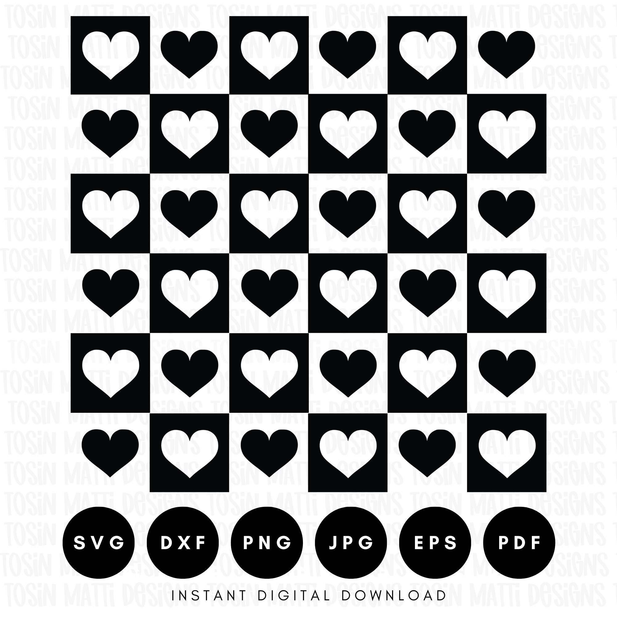 Checkered Heart Seamless Pattern Svg, Checkered Background Svg ...