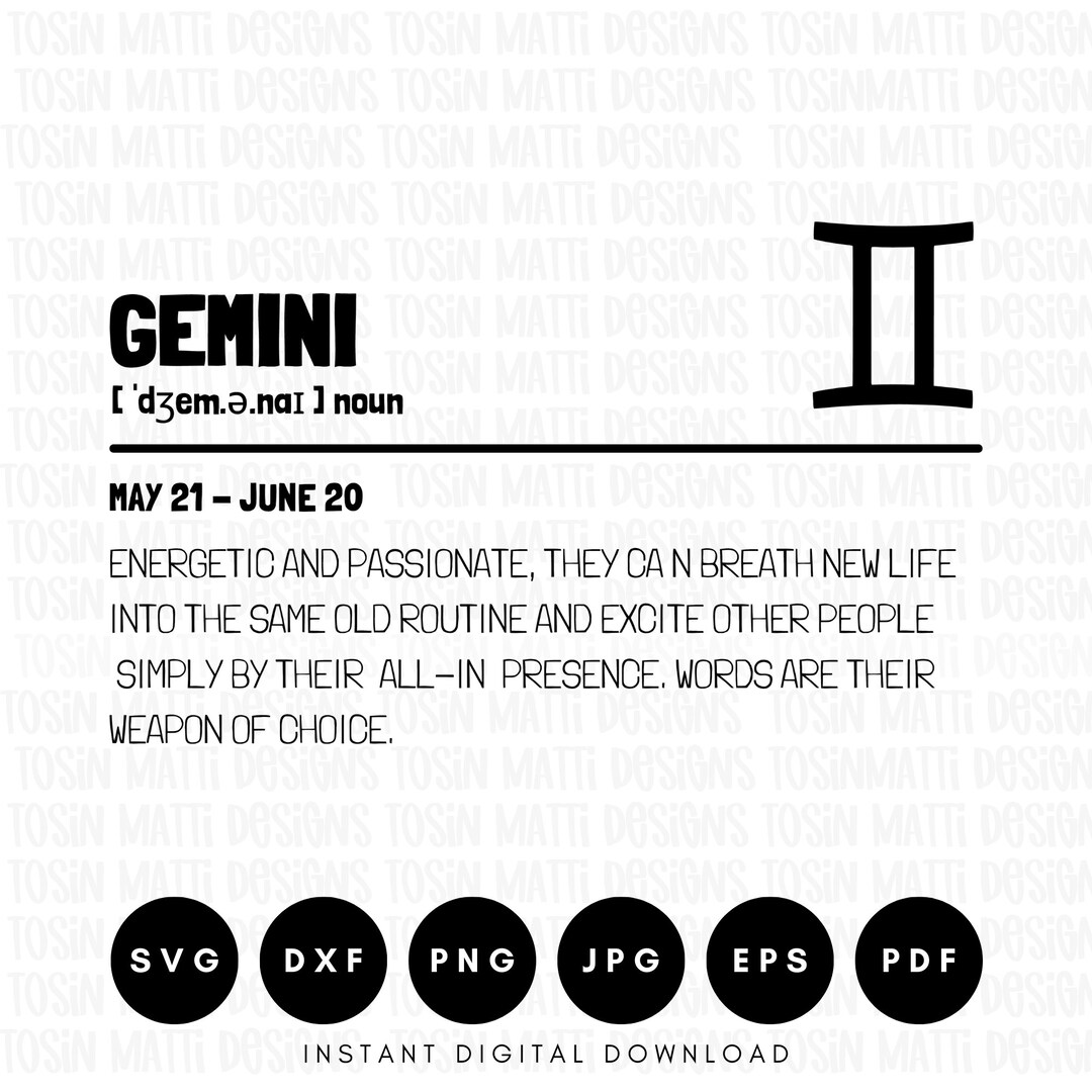 Gemini Definition Svg Zodiac Star Sign Svg Horoscope Svg - Etsy