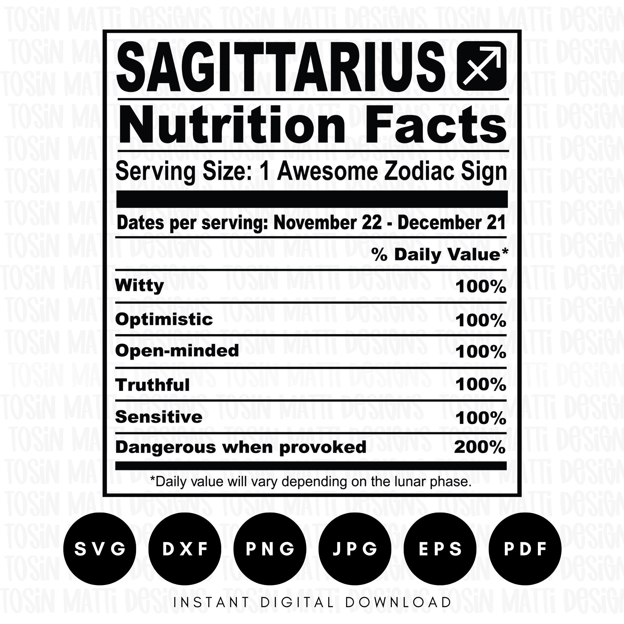 Sagittarius Nutrition Facts Svg Zodiac Sign Horoscope Svg Astrology