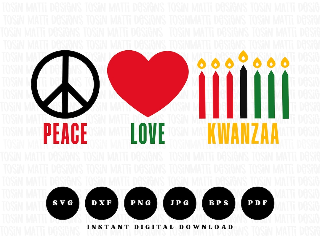 Peace Love Kwanzaa SVG, Black Christmas Wavy Text PNG, DIY Holiday ...