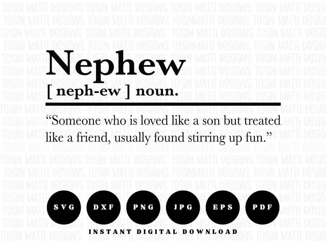 Nephew Definition SVG, Minimal Wall Art, Funny Family Quote, Nephew ...