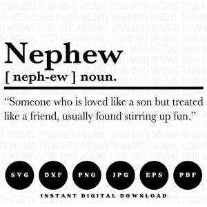 Nephew Definition SVG, Minimal Wall Art, Funny Family Quote, Nephew ...