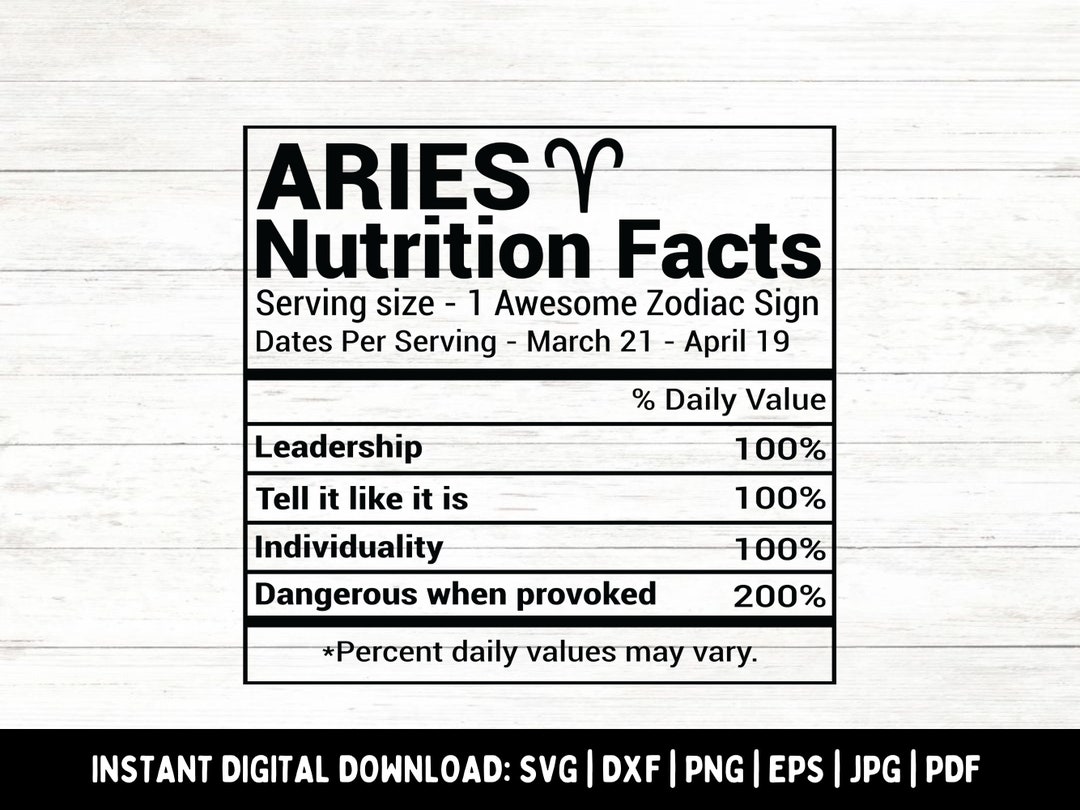 Aries Nutrition Facts SVG Zodiac Sign Svg Horoscope Svg - Etsy