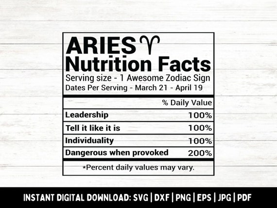 Aries Nutrition Facts SVG Zodiac Sign Svg Horoscope Svg - Etsy Canada