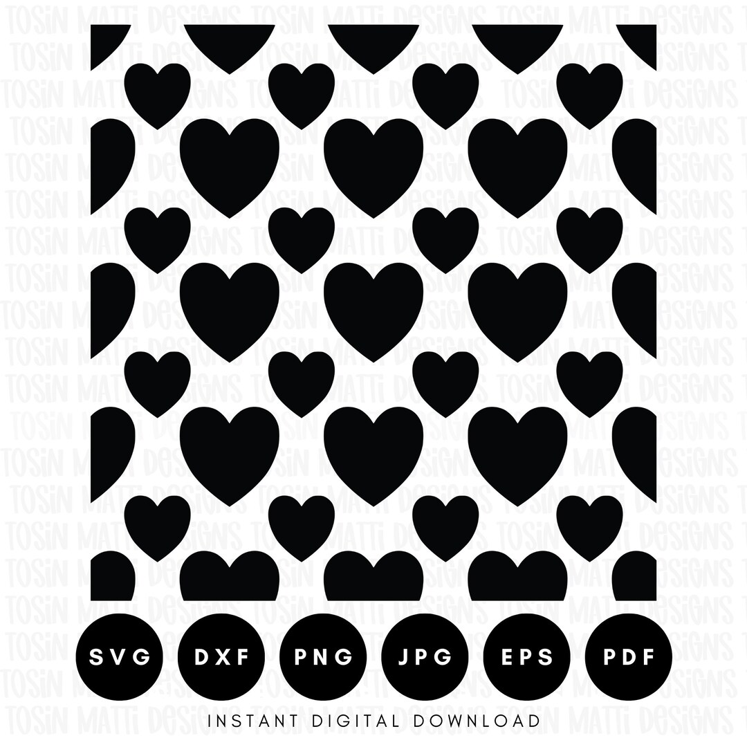 Seamless Heart Pattern Svg, Heart Background Svg, Valentines Svg ...