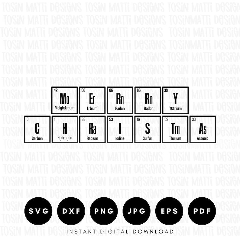 Merry Christmas Svg, Science Periodic Table, Xmas Chemistry Element ...