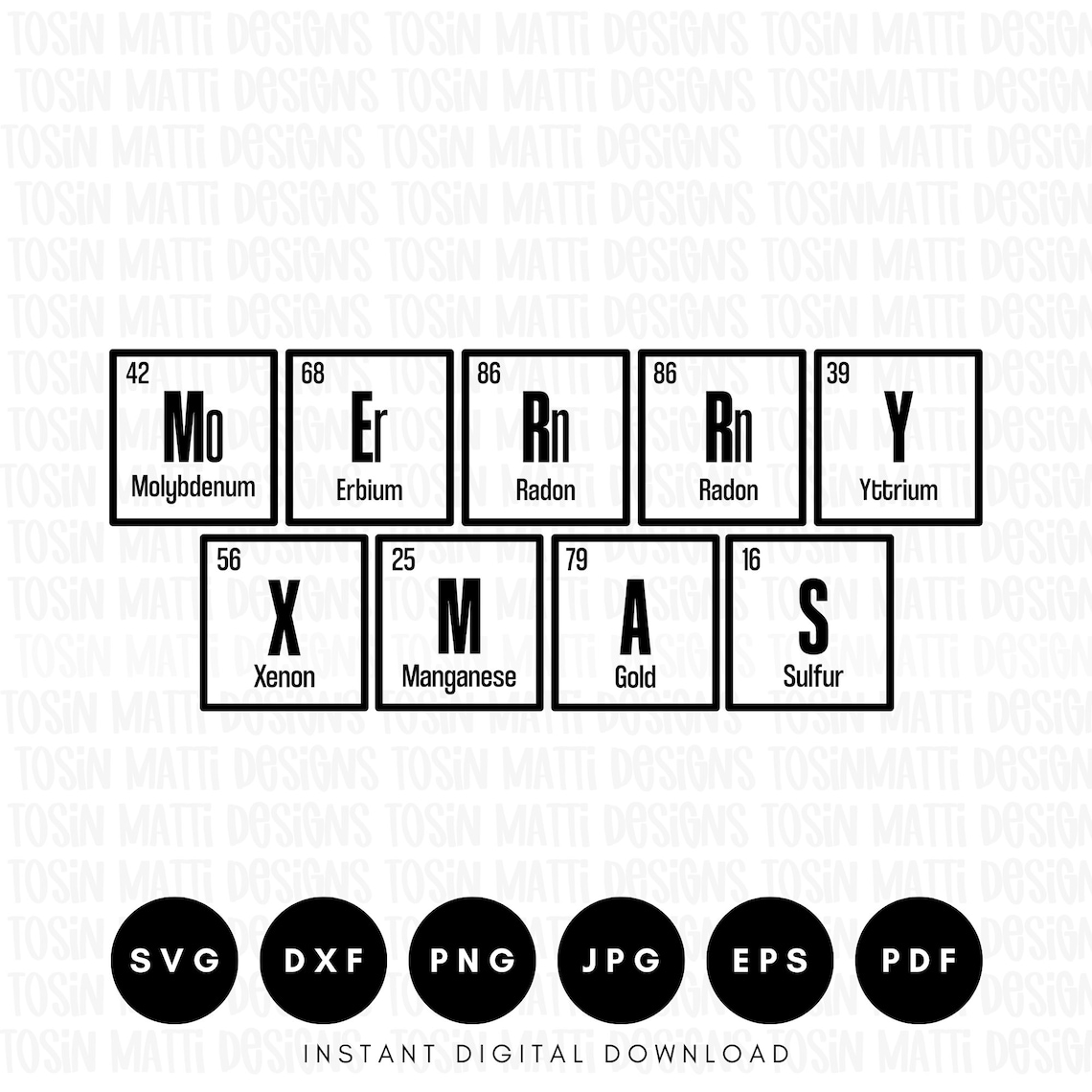 Merry Xmas Svg, Science Periodic Table, Christmas Chemistry Element ...