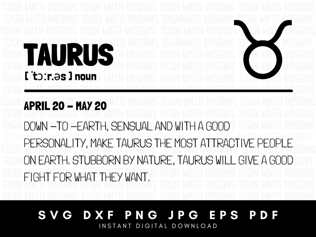 Taurus Definition SVG Zodiac Sign Svg Star Sign Svg - Etsy Hong Kong