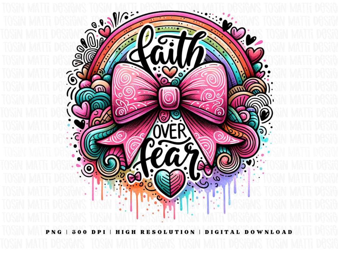 Faith Over Fear Pink Bow PNG – Coquette Christian Quote, Positive ...