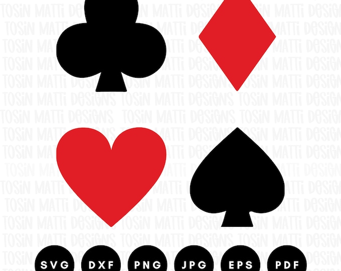 Playing Cards Suits Svg, Clubs, Spades, Hearts, Diamonds. Vector Cut ...