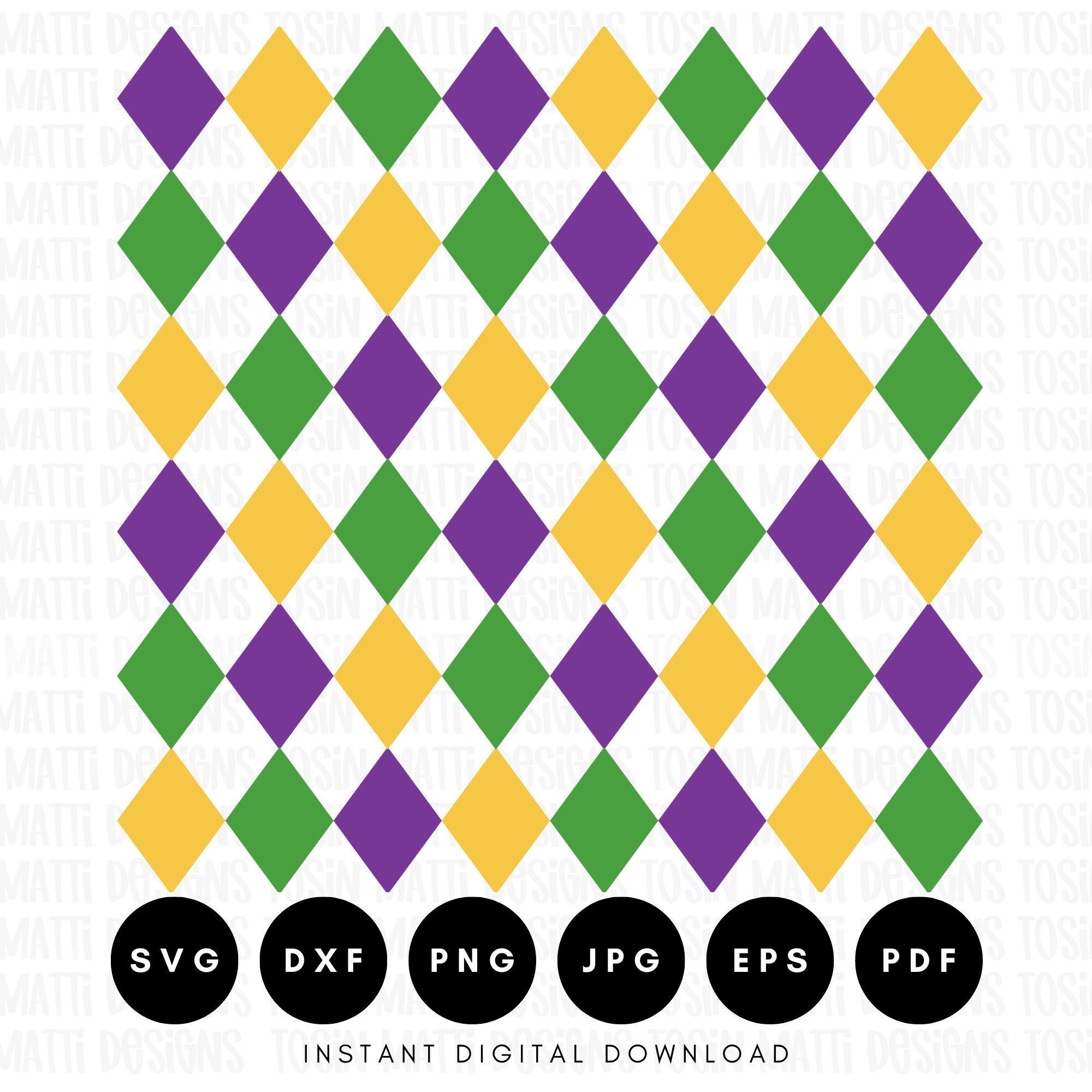 Mardi Gras Argyle Pattern Svg, Seamless Diamond Pattern, Checkered ...