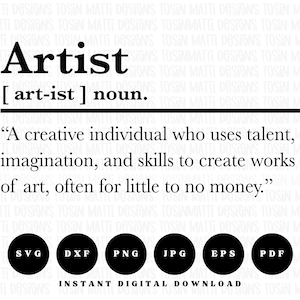 Artist Definition SVG, Funny Art Teacher Quote, Retro Dictionary Wall ...
