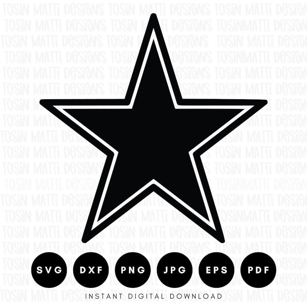 Double Star Svg, Star Outline Png, Cowboy Star Clipart, Basic Shape Svg ...