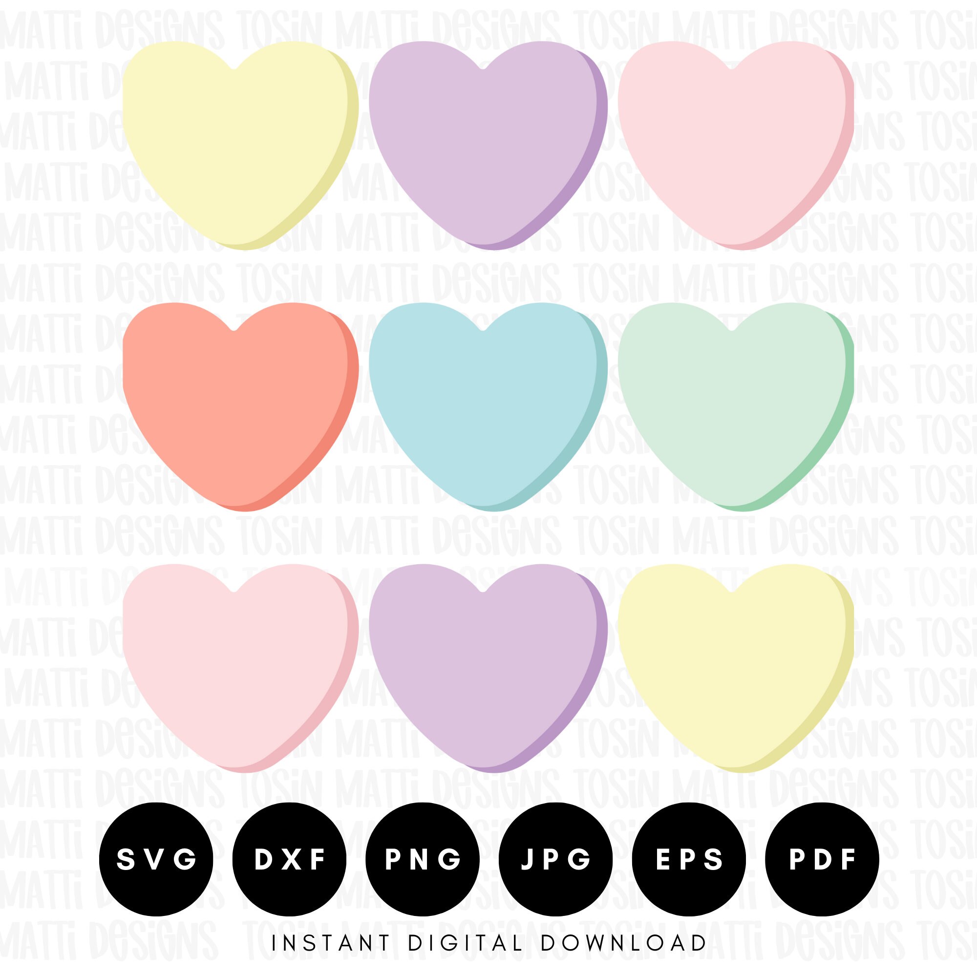 Blank Candy Hearts Svg, Valentines Day Svg, Conversation Hearts, Pastel ...