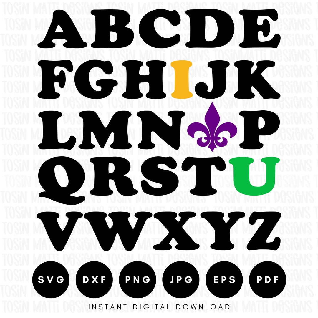 Mardi Gras Alphabet Svg, ABC Letters Svg, Fleur De Lis Svg, Retro ...