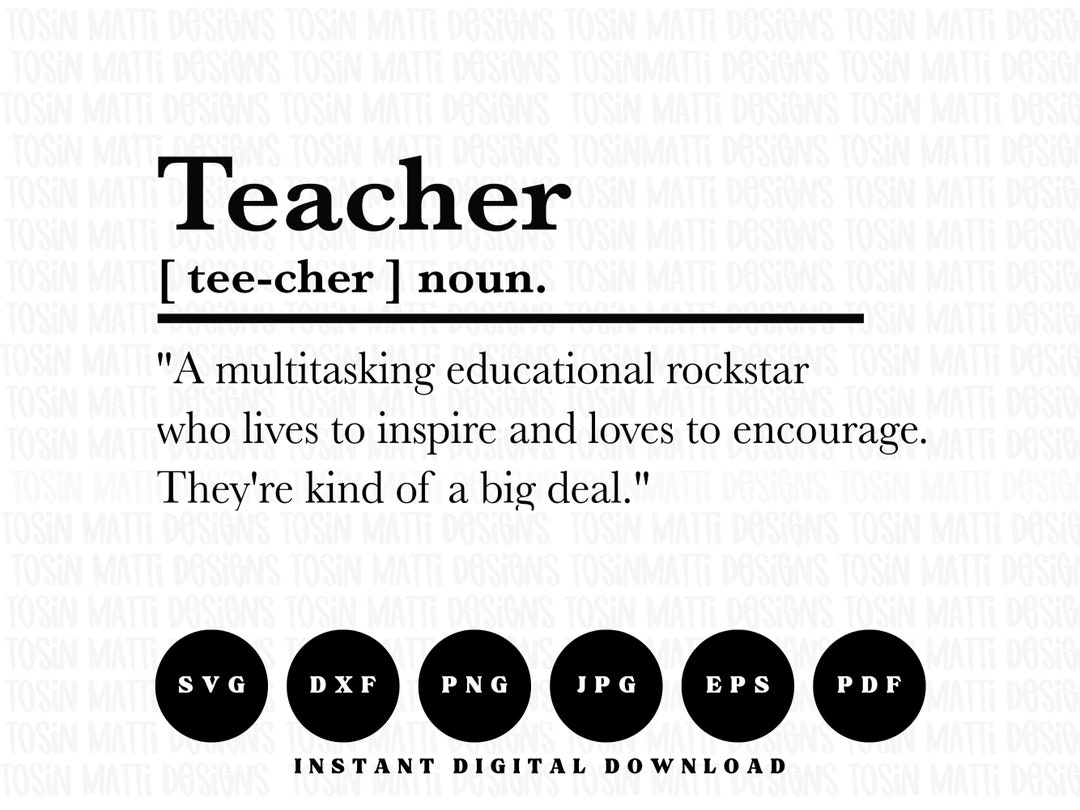 Funny Teacher Definition SVG, End of School & Back to School, Teacher ...