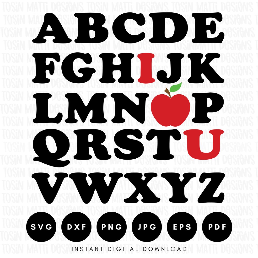 Teacher Alphabet Svg, ABC Svg, Apple Clipart Svg, Back to School Svg ...