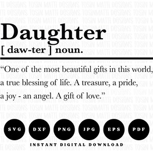 Daughter Definition Svg, Mother's Day Svg, Printable Dictionary Art ...