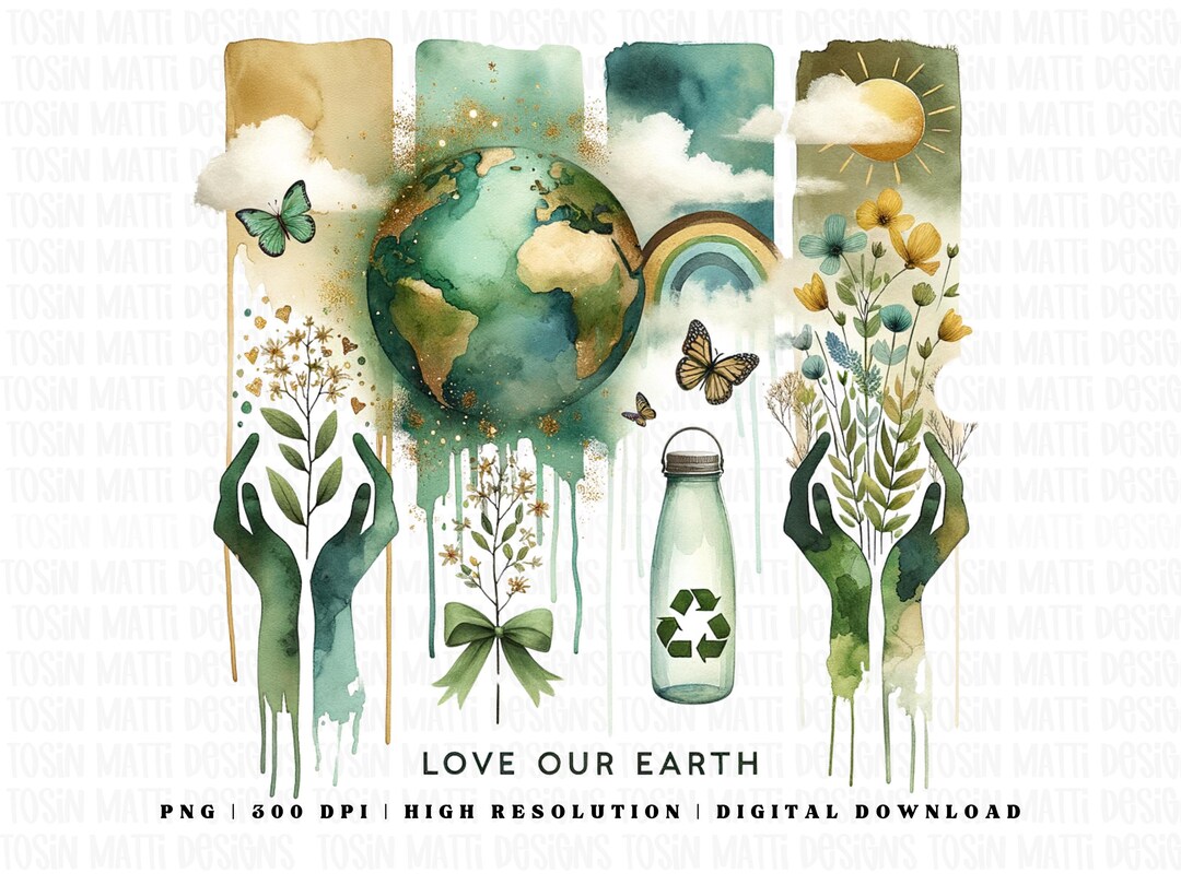 Earth Day Brushstroke PNG, Eco-friendly Sublimation Art for Nature ...