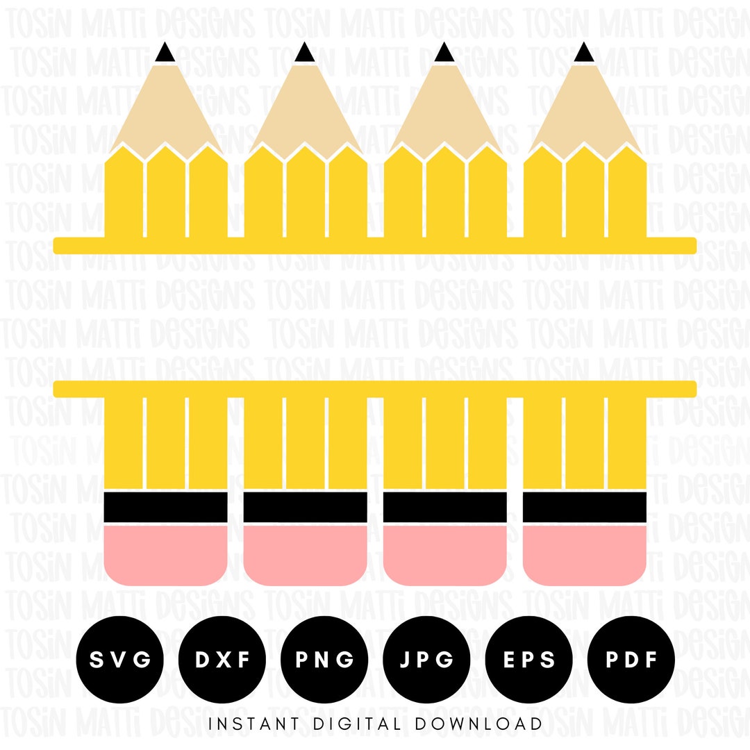 Split Pencil Name Frame Svg, Pencil Monogram Frame, School Supplies Svg ...