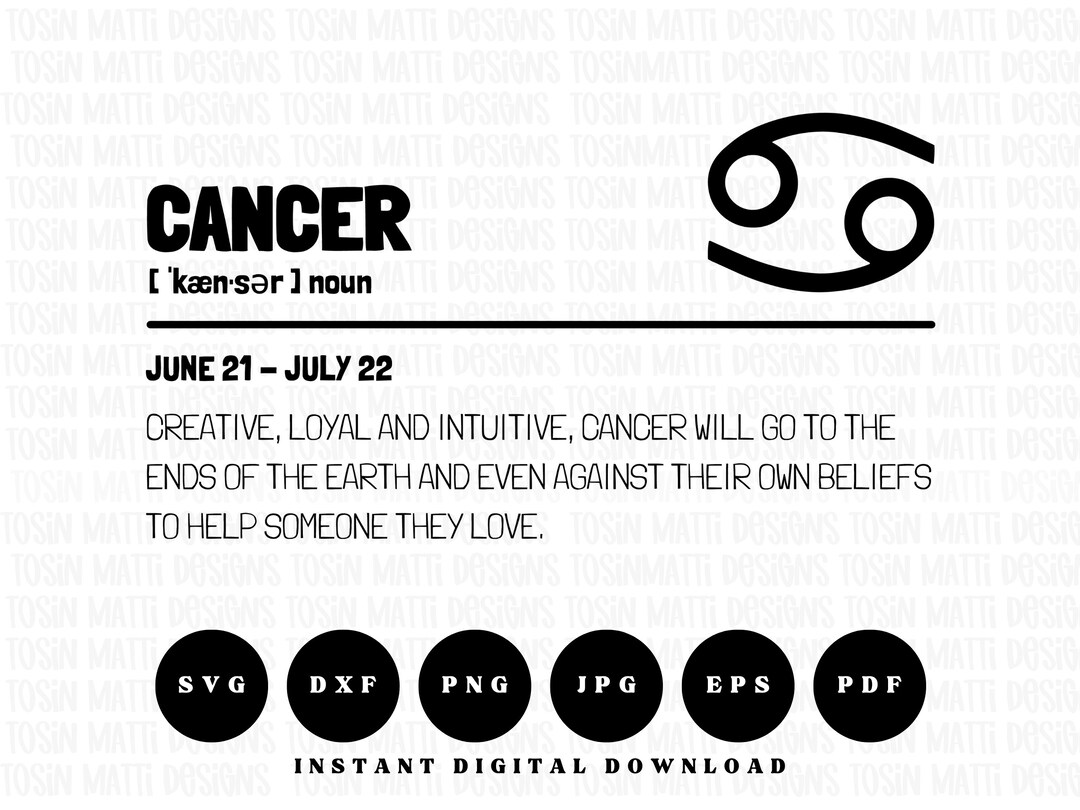 Cancer Definition Svg, Zodiac Star Sign for Astrology Crafts, Perfect ...
