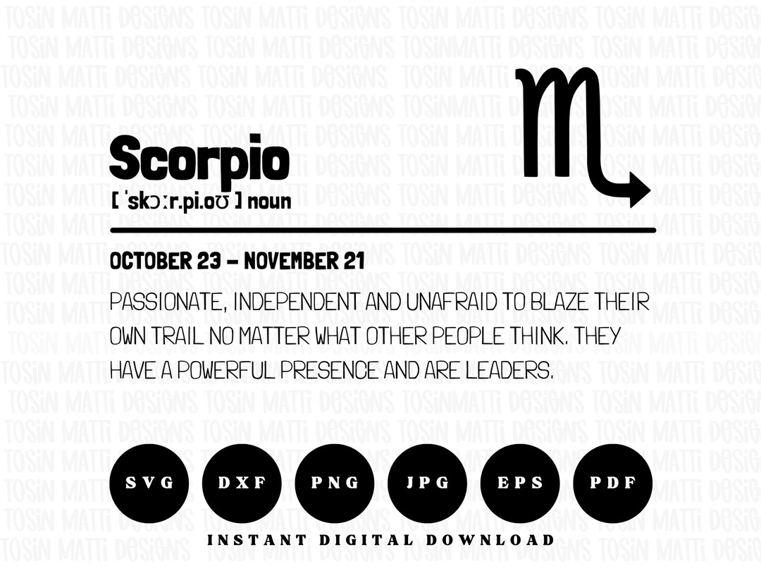 Scorpio Definition Svg, Zodiac Star Sign for Astrology Crafts, Perfect ...