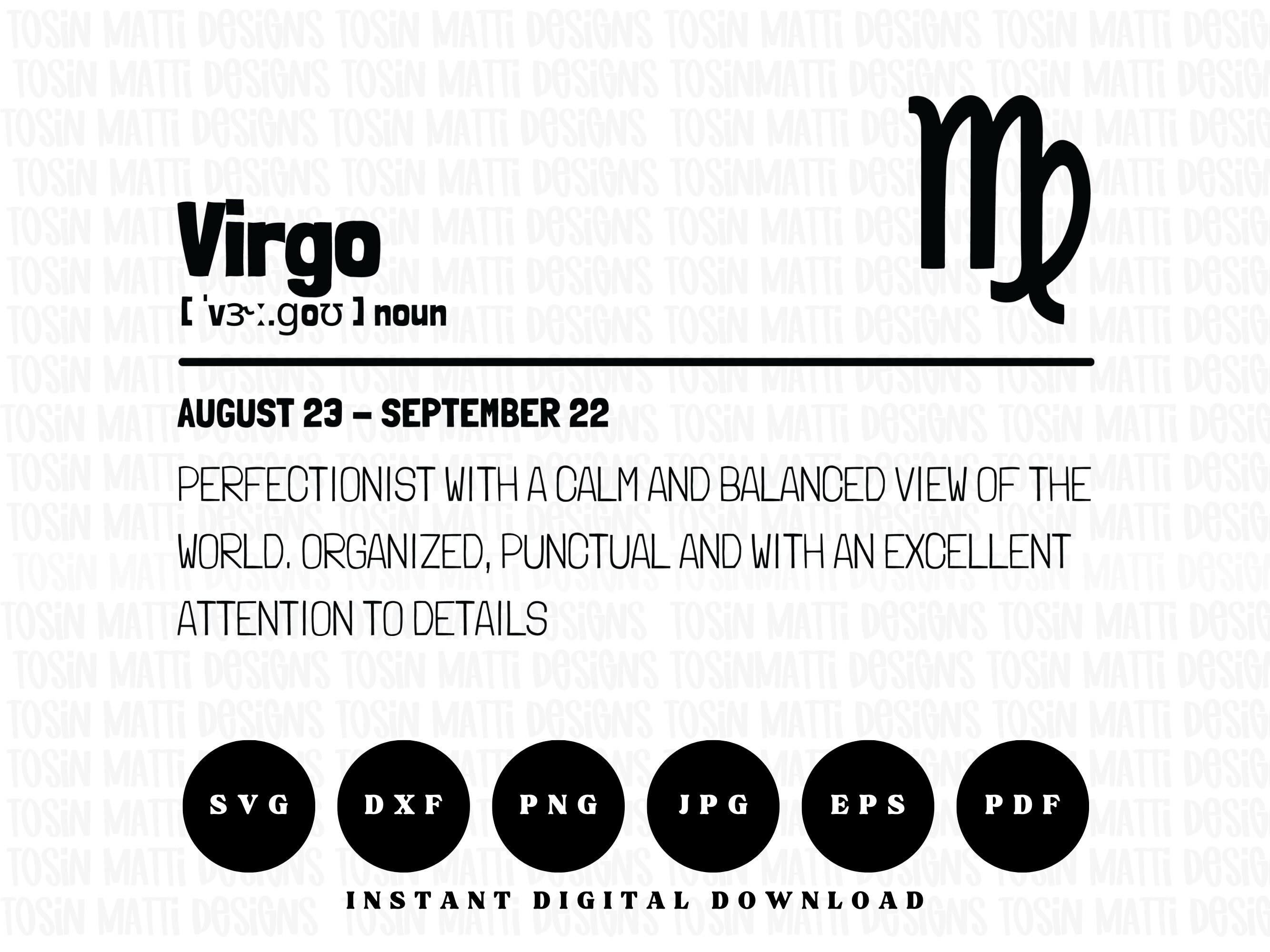 Virgo Definition Svg, Zodiac Star Sign for Astrology Crafts, Perfect ...