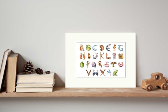 Watercolor Alphabet Abcs Poster Unique Alphabet ABC Print - Etsy