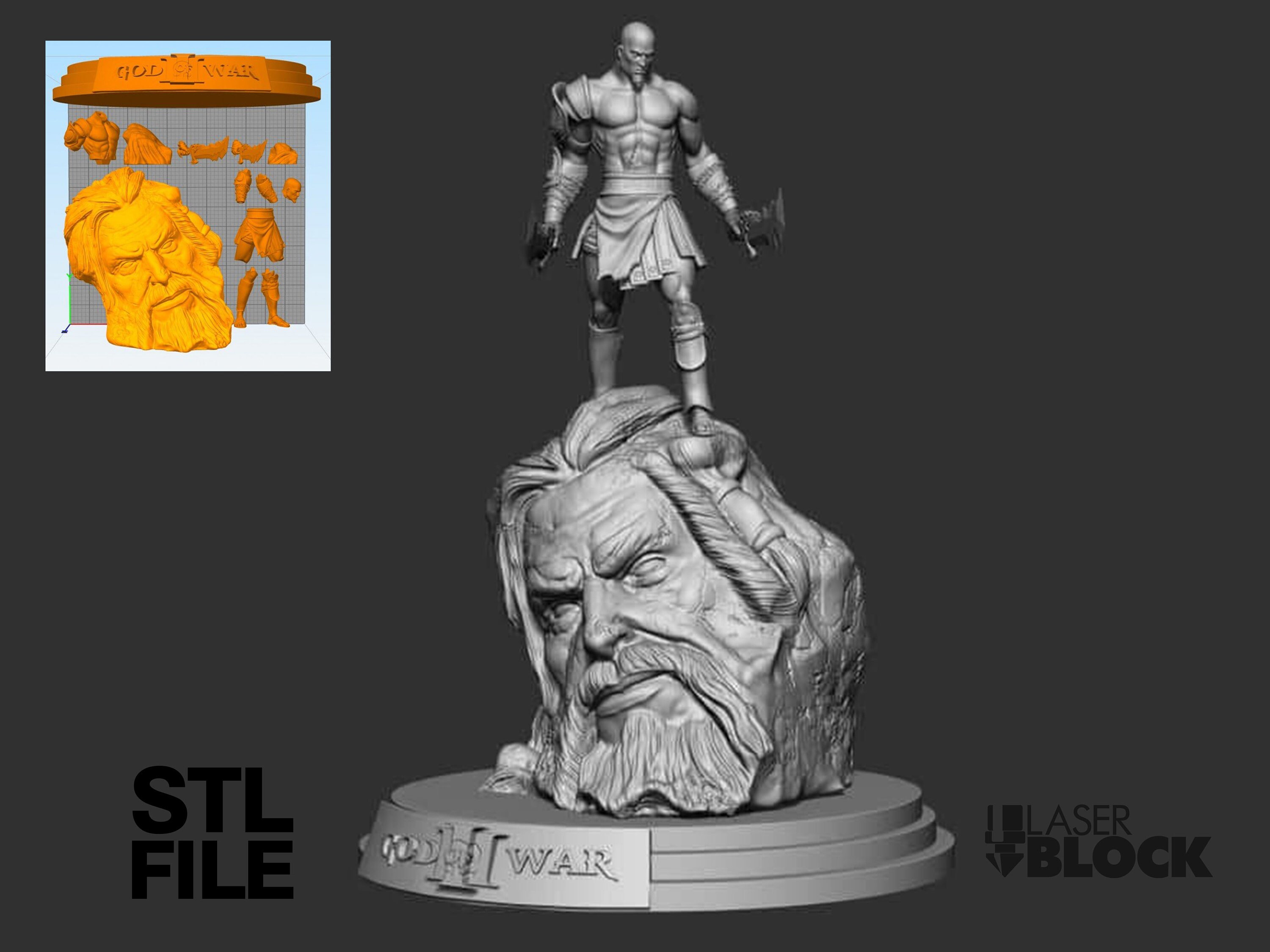 Kratos Zeus God of War 3D STL Print File, Kratos Zeus Gow High Quality ...
