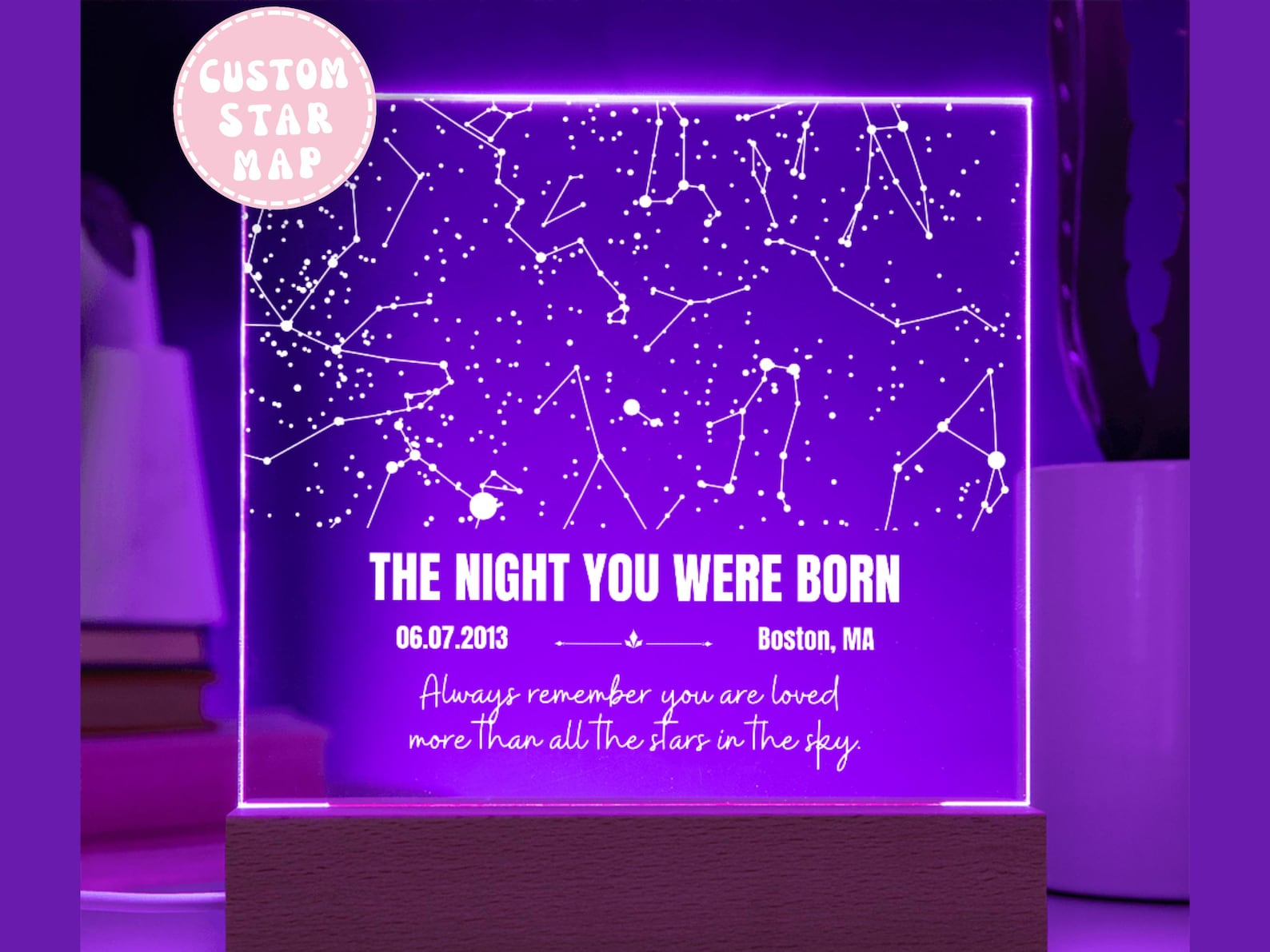 Custom Birthday Star Map,star LED Map Light,personalized Birthday Gift ...