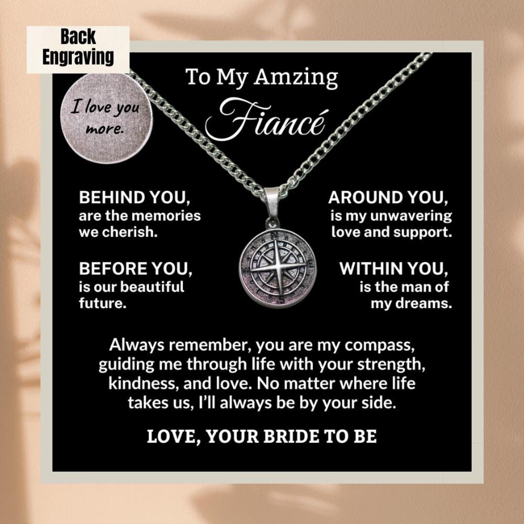 Personalized Fiancé Compass Necklace,sentimental Gifts for Fiancé ...
