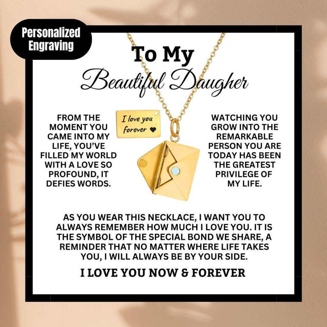 Personalized Daughter Envelope Necklace,personalized Daughter Necklace ...