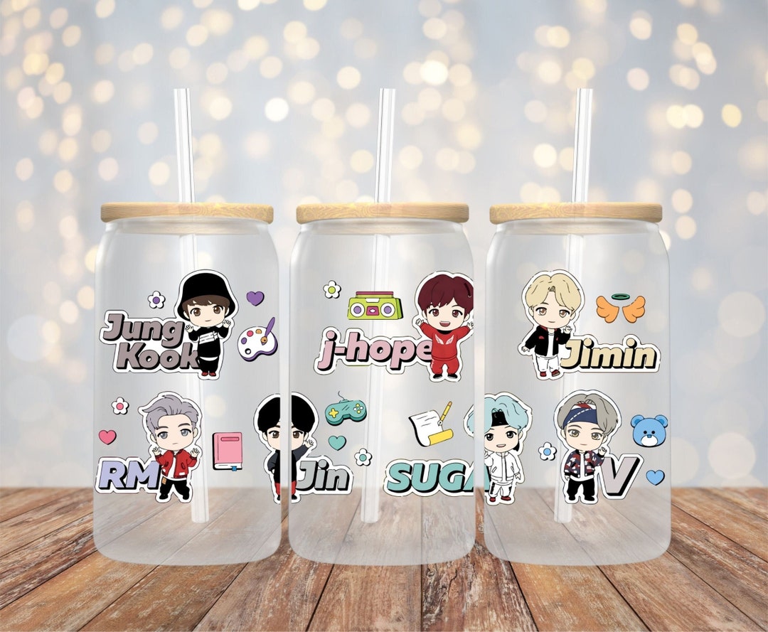 BTS Glass Mug, Bangtan Tumbler,bts Merch,bangtan Merch, Suga,jungkook ...