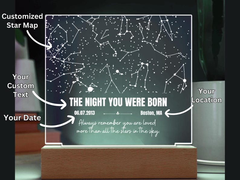 Custom Birthday Star Map,star LED Map Light,personalized Birthday Gift ...