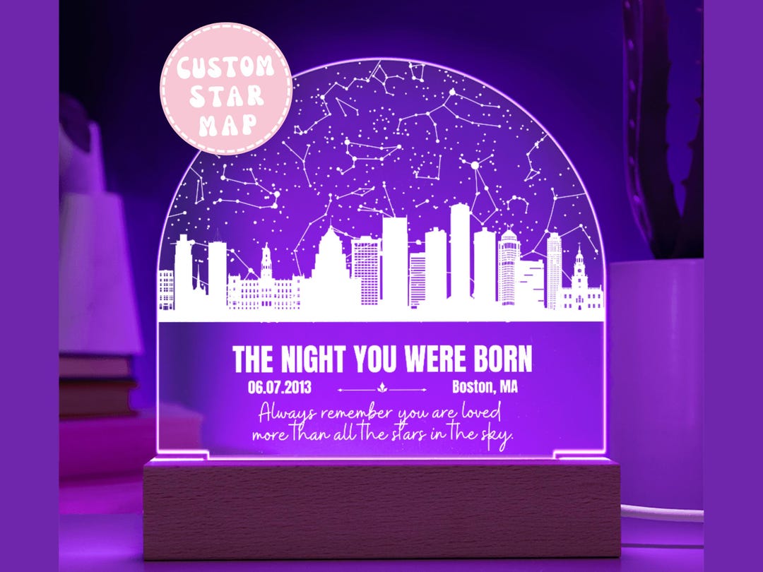Custom Birthday Star Map,star LED Map Light,personalized Birthday Gift ...