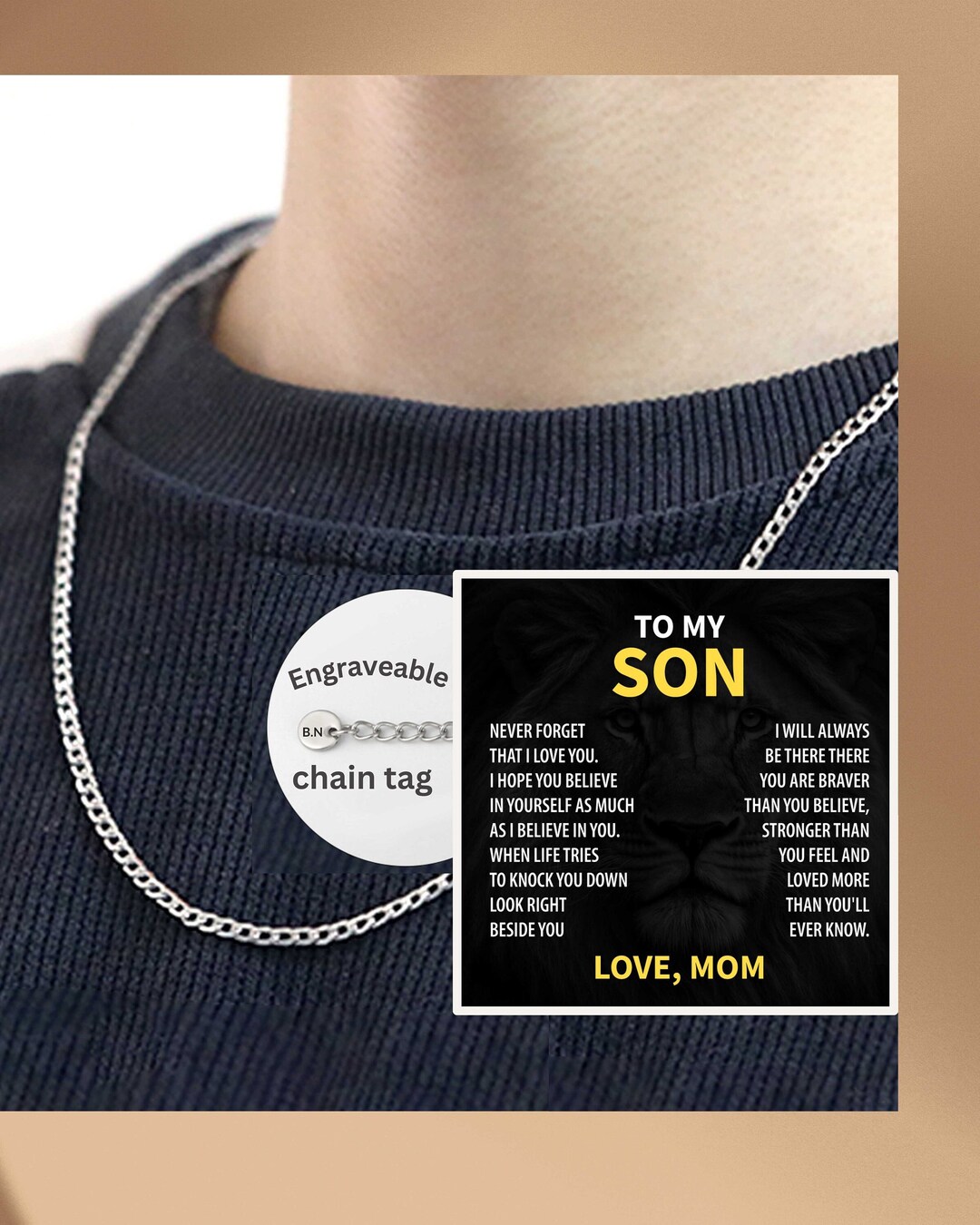 Personalized Son Cuban Link Chain From Mom,son Necklace From Mom, Mom ...