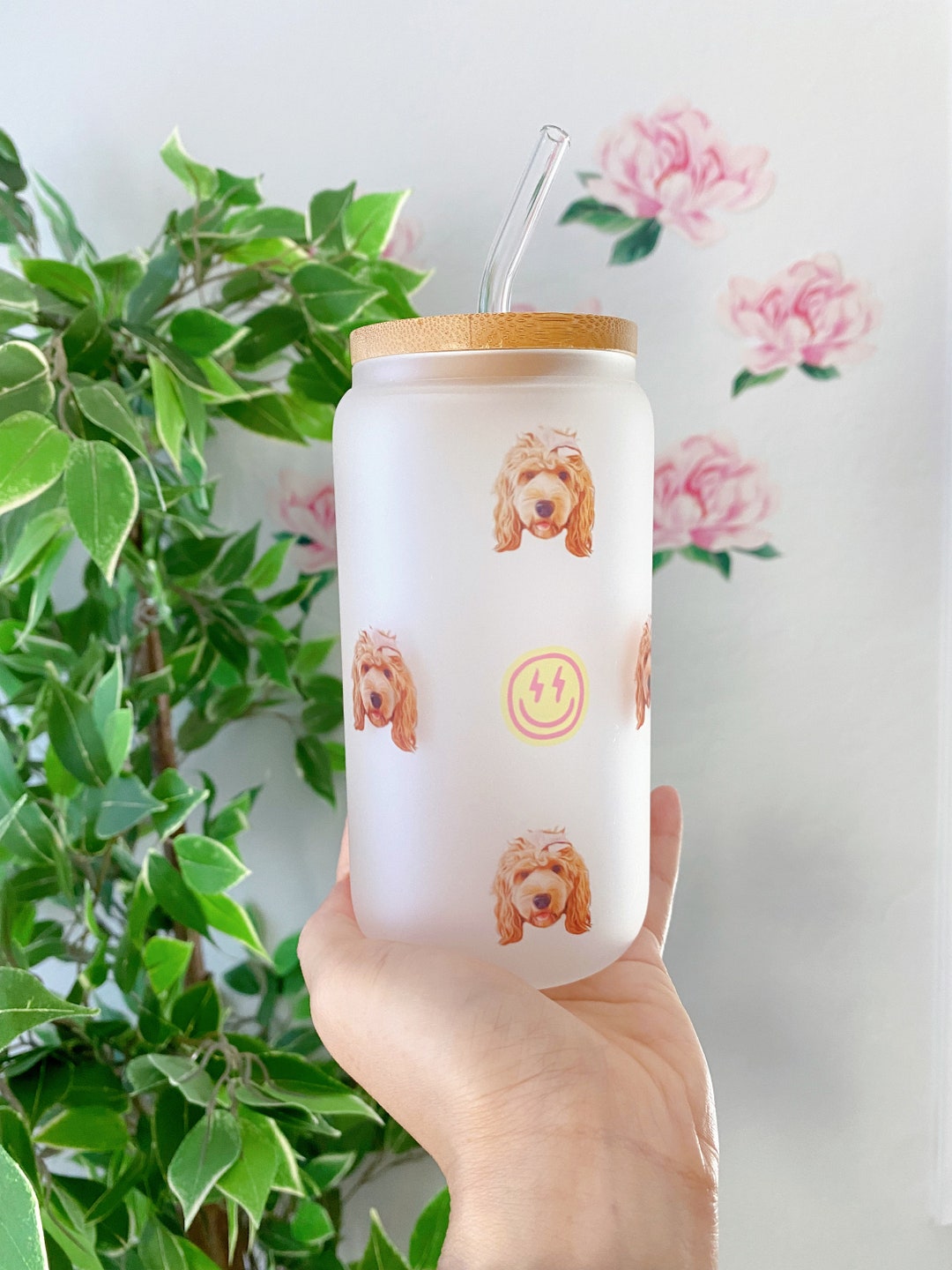 Custom Smiley Pet Glass,custom Pet Portrait,custom Pet Gift,custom Cat ...